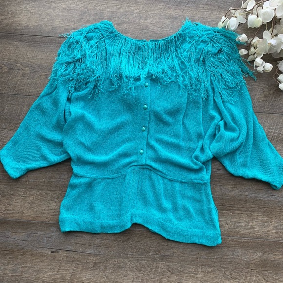 Sybil | Tops | Vintage Sybil Turquoise Fringe Boho Top | Poshmark